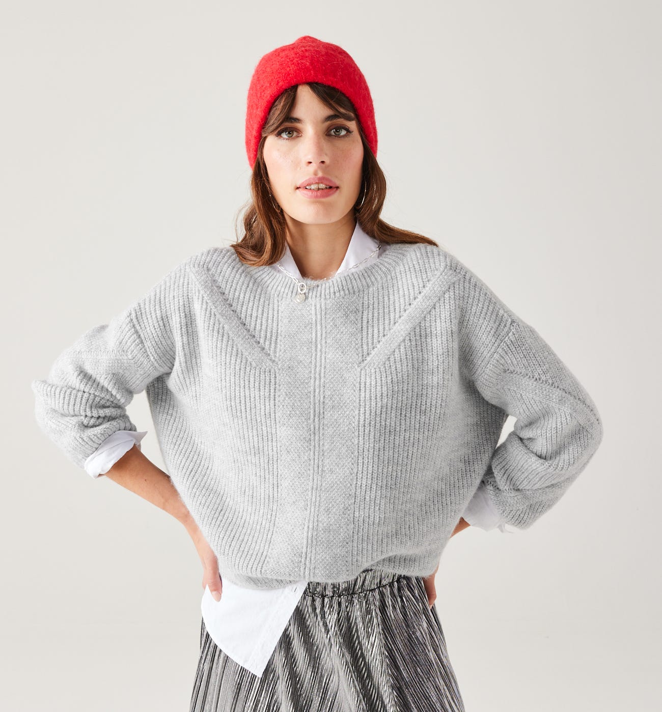 Ribbed jumper - Light grey