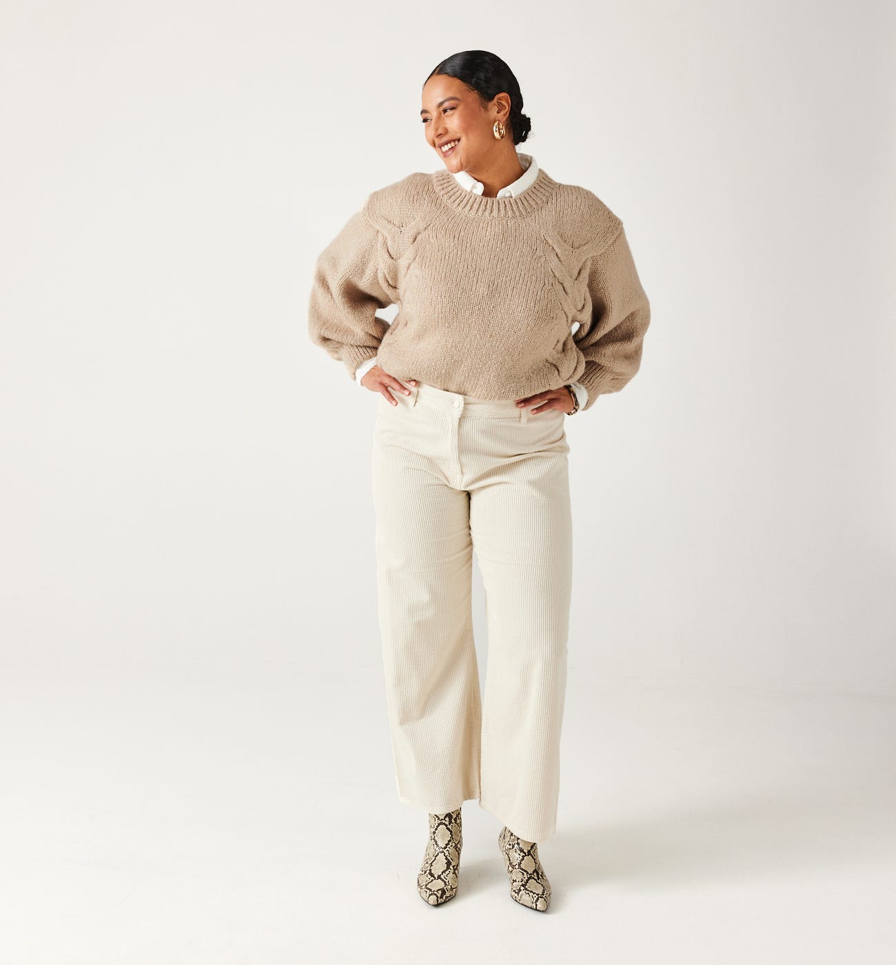 Cable knit jumper - Beige