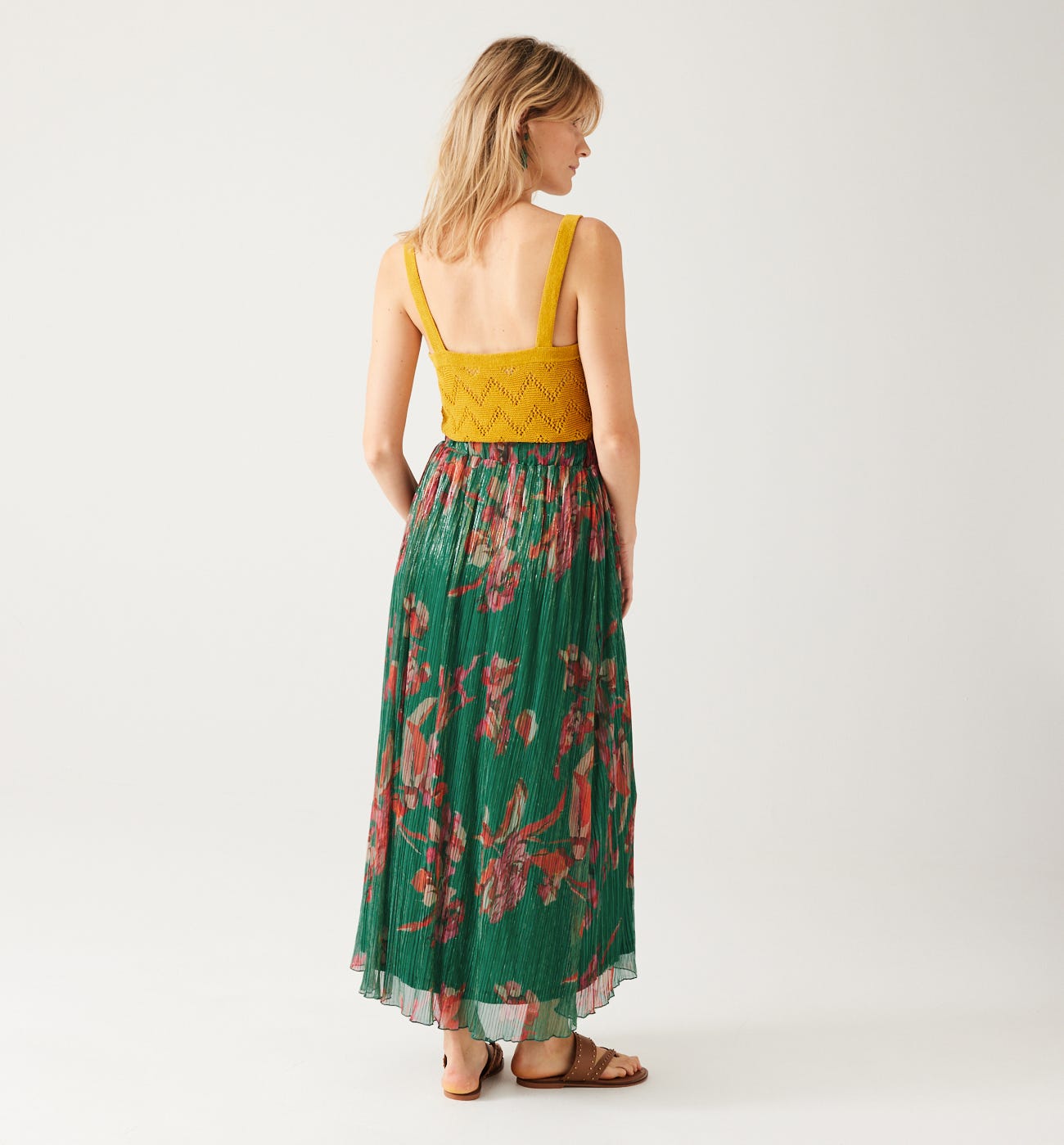 Long Patterned Glitzy Skirt Turquoise Prints
