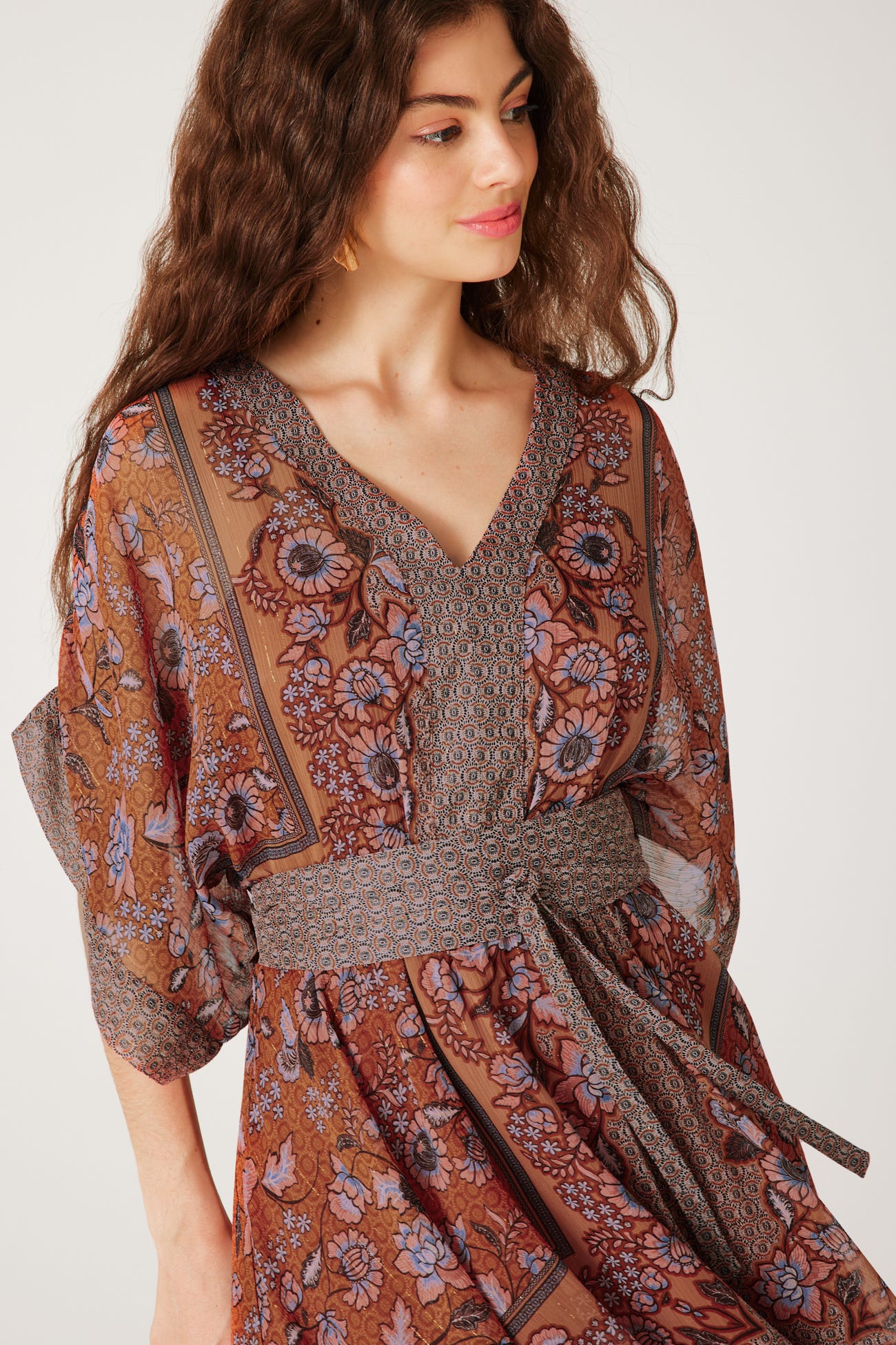 Short patterned dress - Ecru print