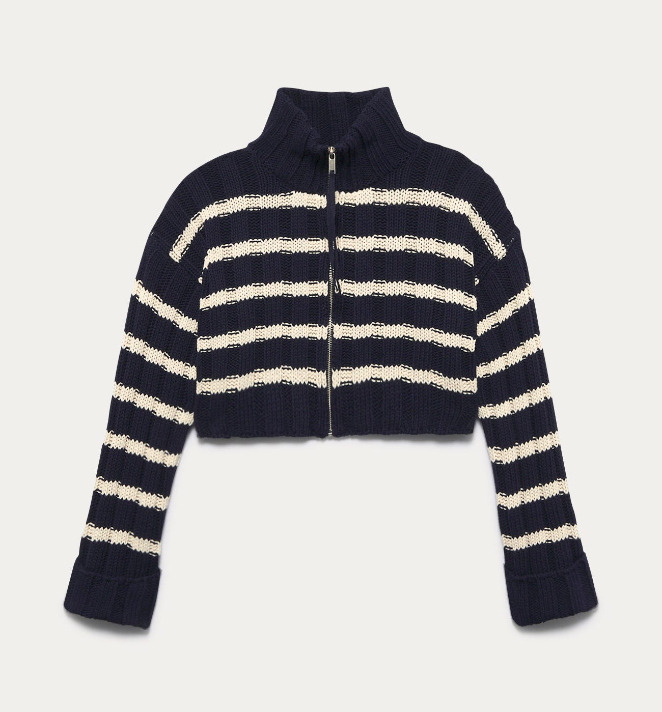 Short nautical cardigan - Navy blue stripes