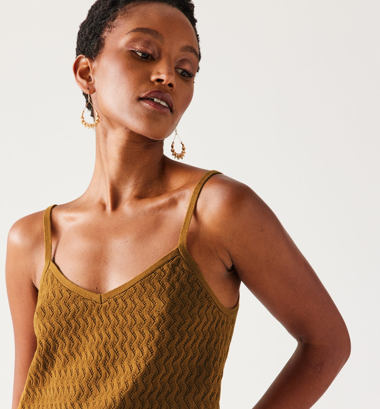 Knitted strappy top - Chestnut brown