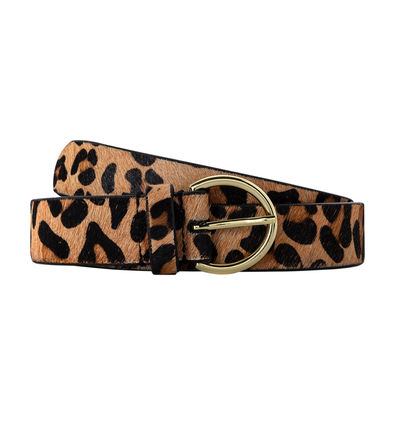 Leather leopard pattern belt - Multicolour print