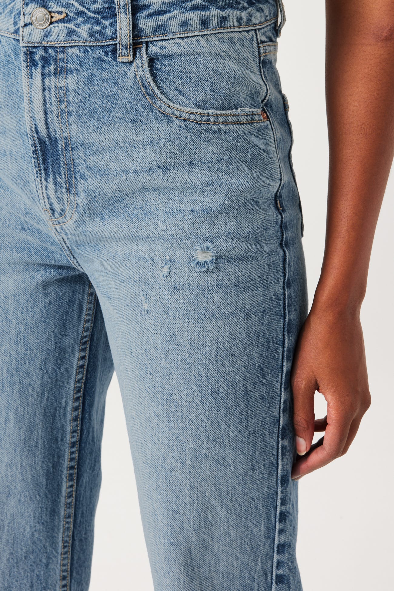 High Waist Straight Leg Jeans Light Denim