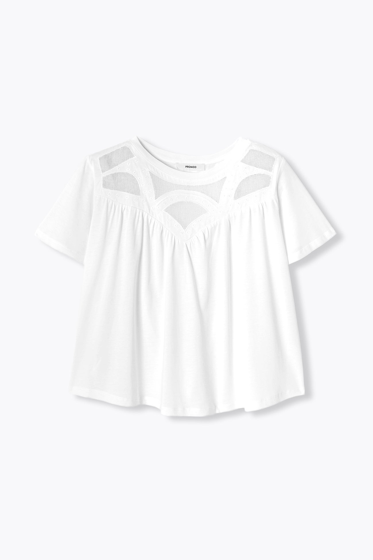 Net detail t-shirt - Ecru