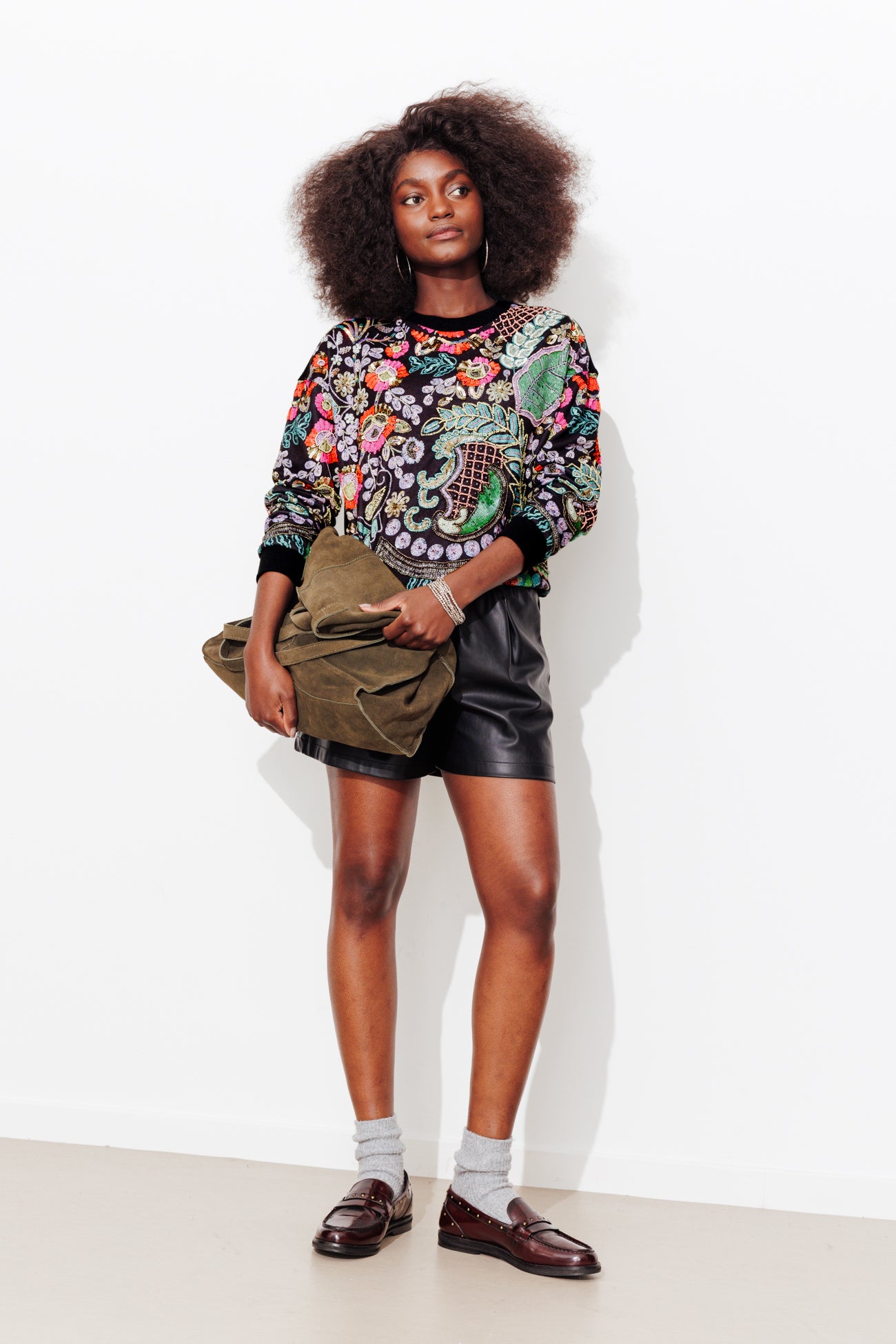 Beaded sweatshirt - Multicolour print