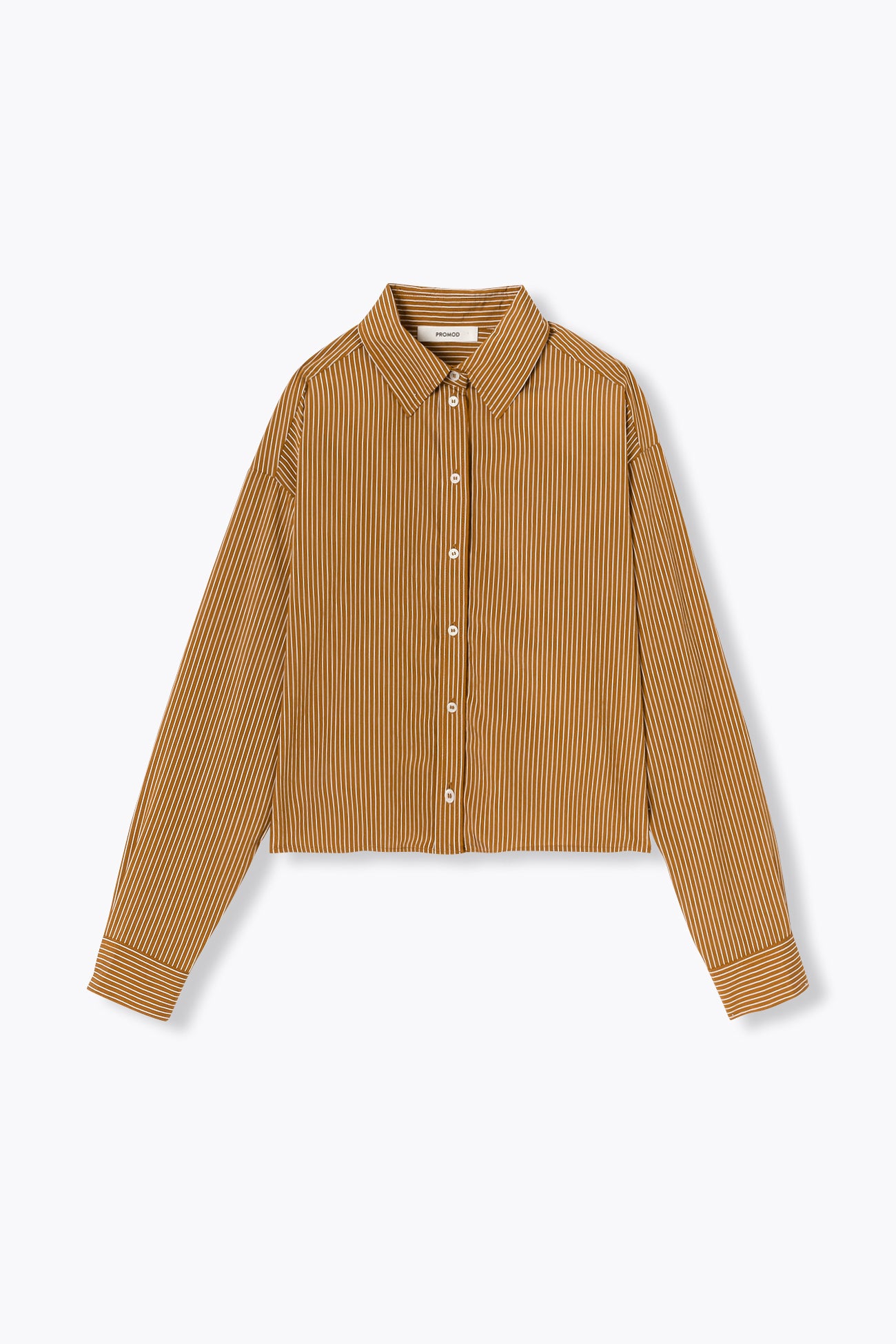 Cropped striped shirt - Chestnut brown stripes
