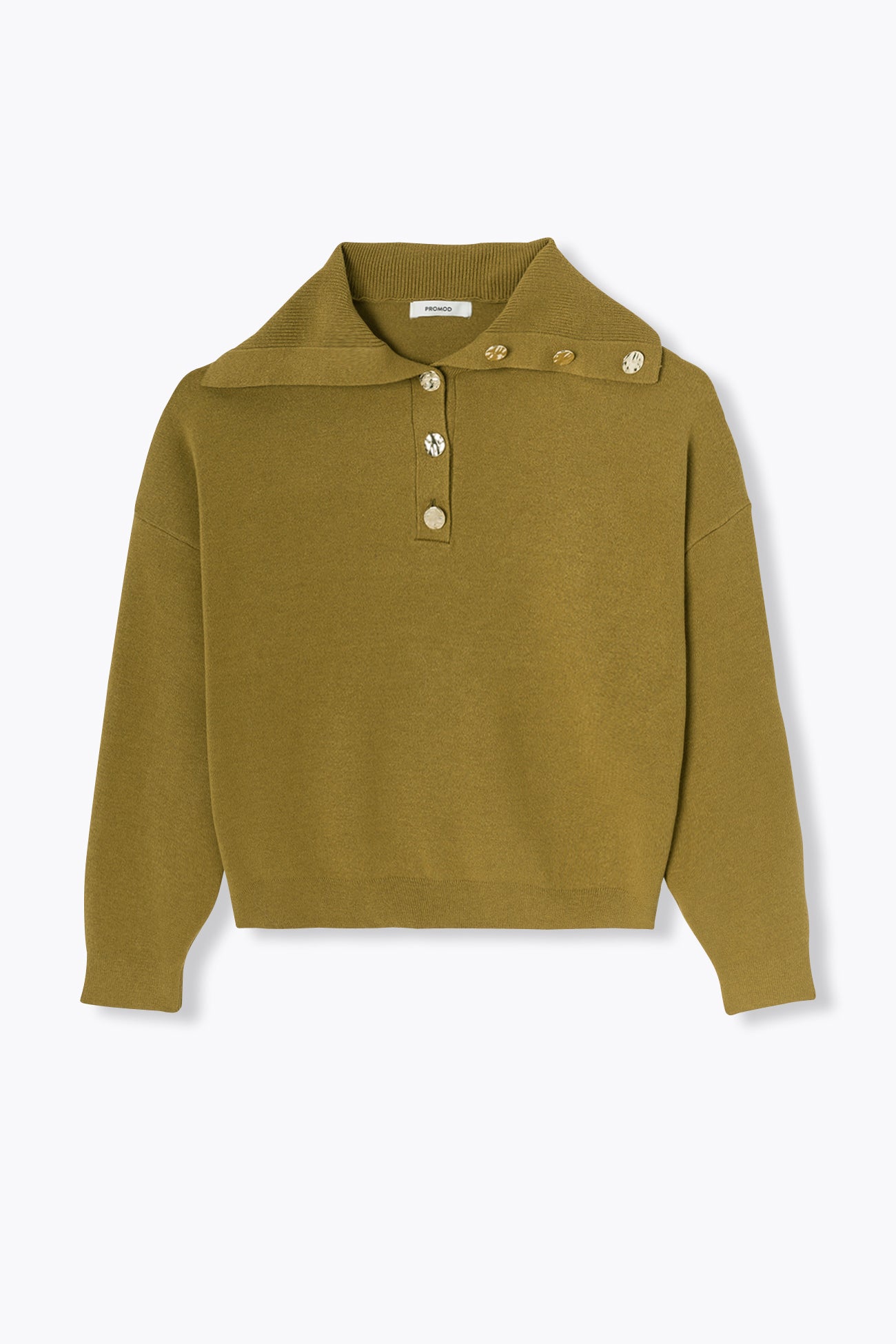 Nautical button-neck jumper - Olive green