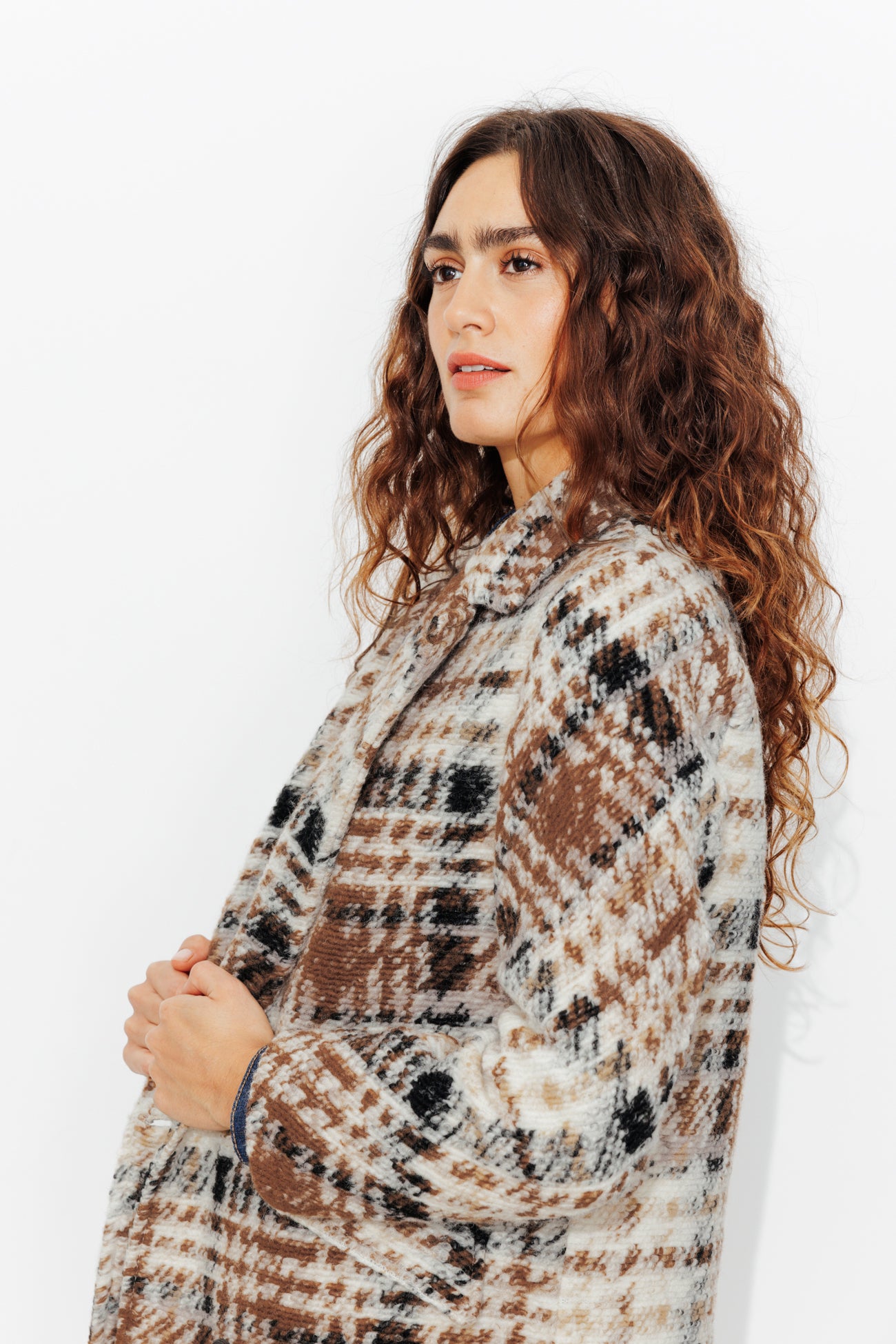 Manteau 100% laine Femme - Imprimé écru