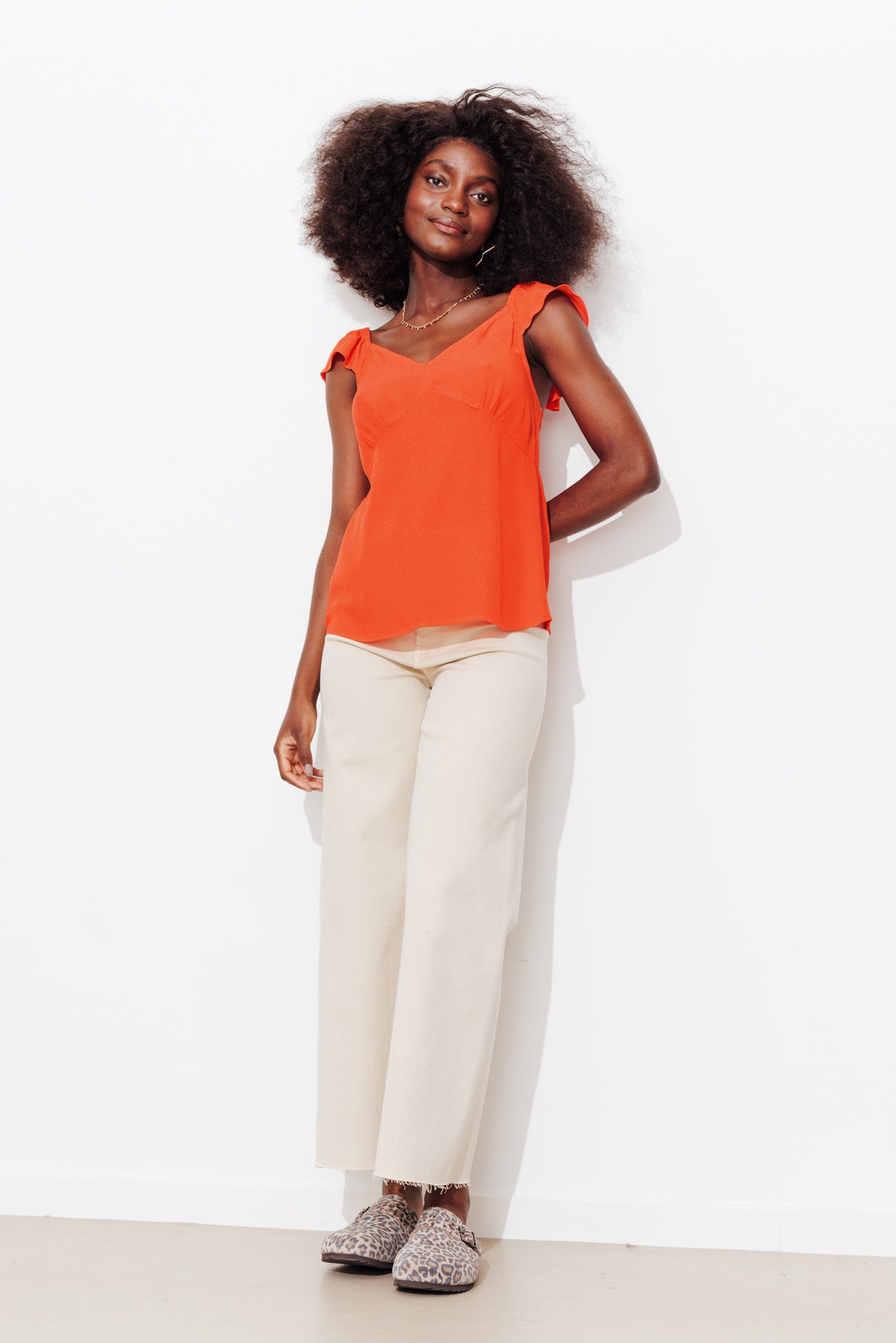 Plain strappy top - Coral