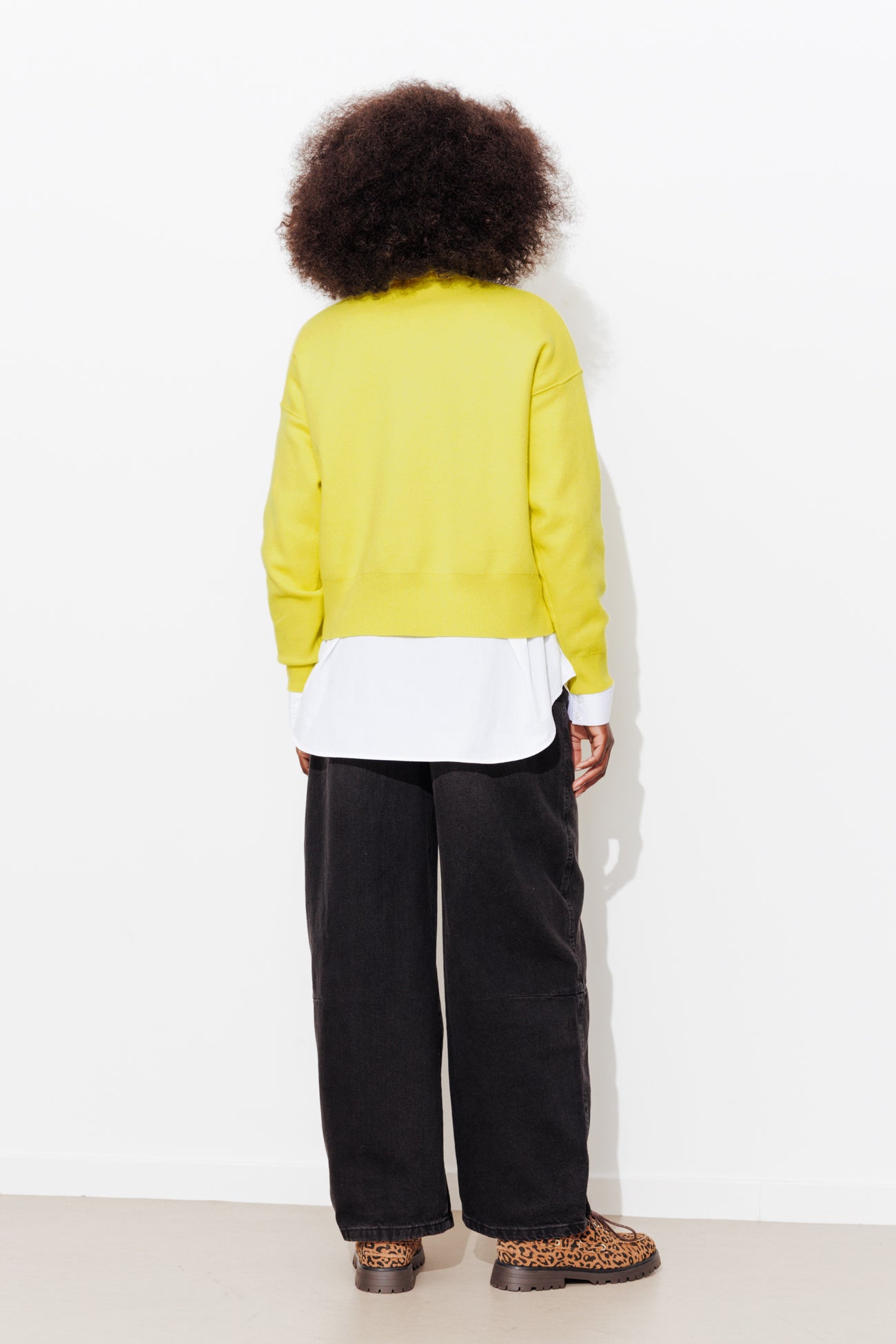 Pull oversize uni Femme - Jaune fluo