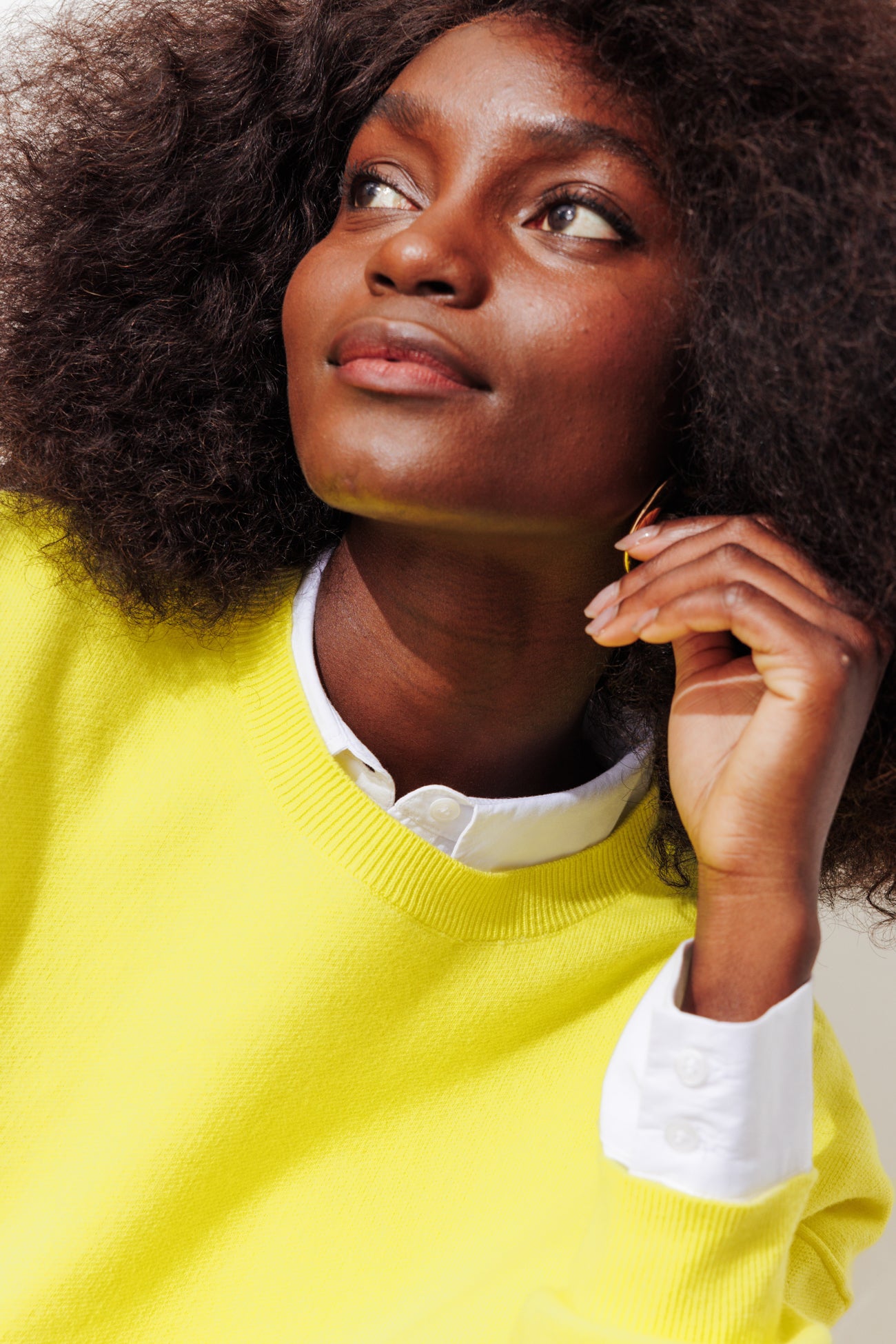 Pull oversize uni Femme - Jaune fluo