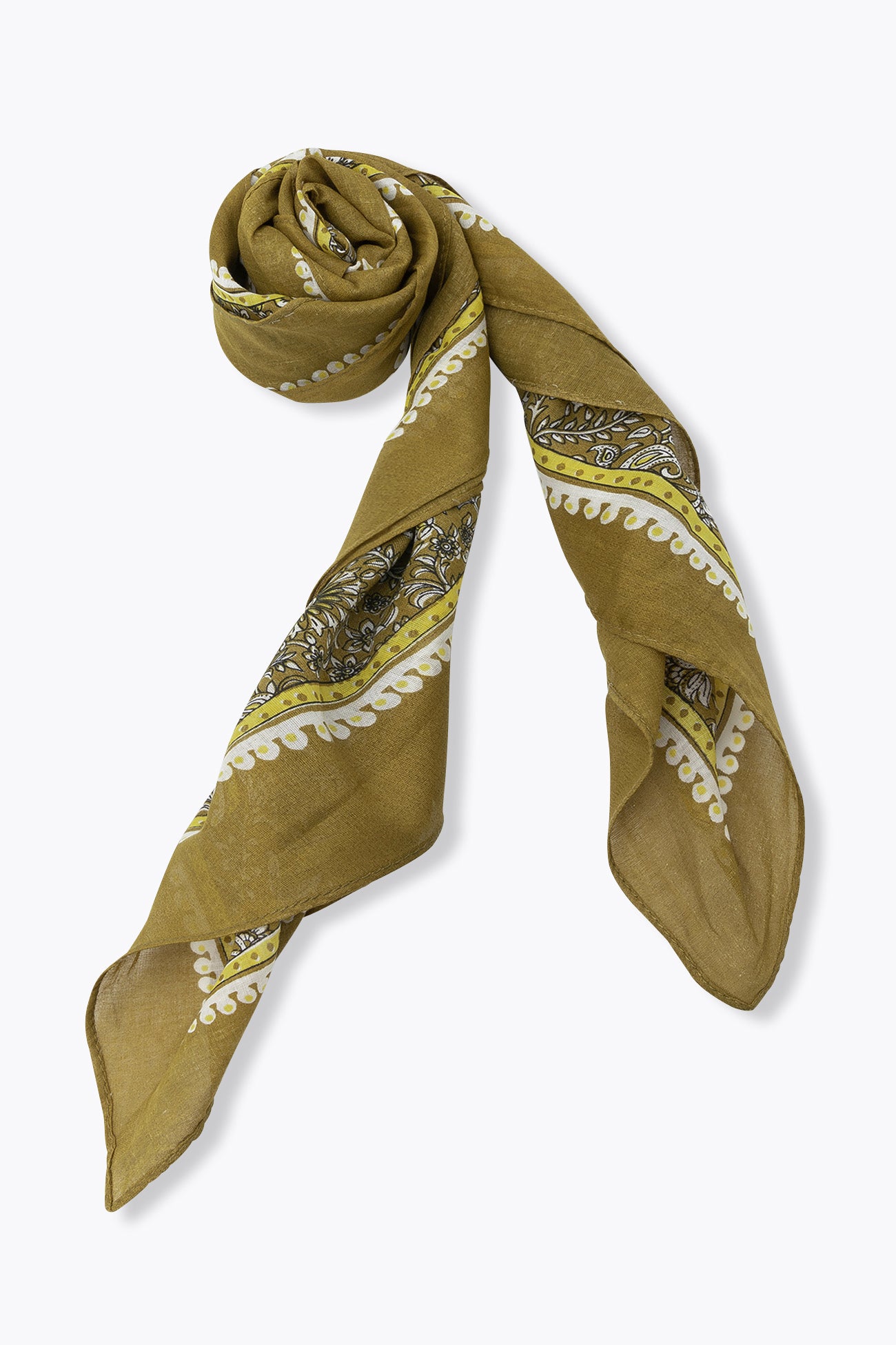 Square patterned scarf - Olivegreen prints