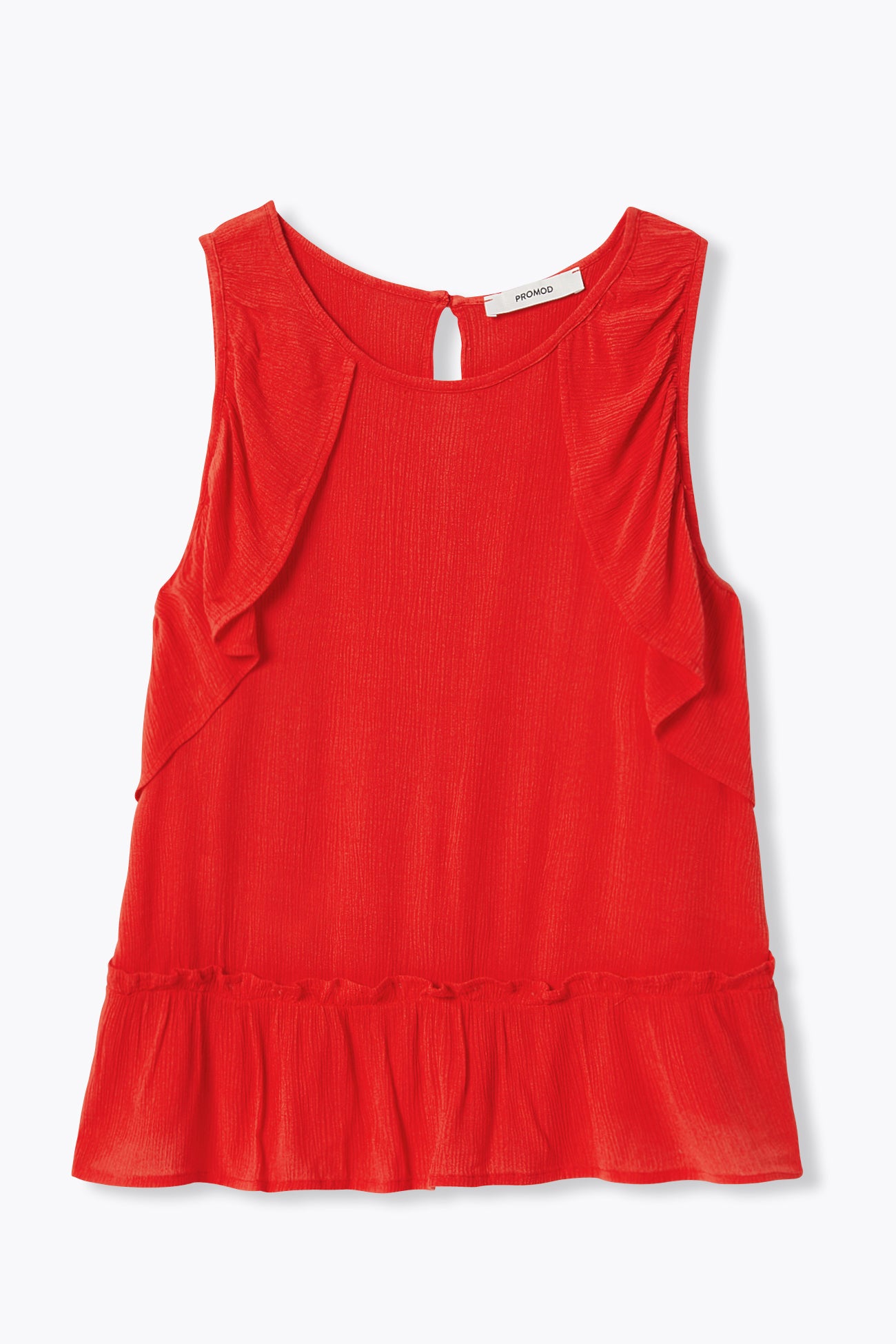 Plain frilly top - Cherry red