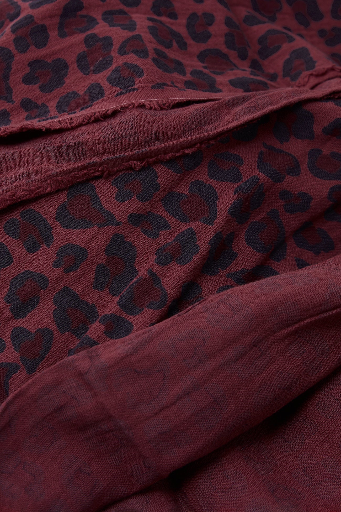 3m leopard cotton fabric cut - Bordeaux red print