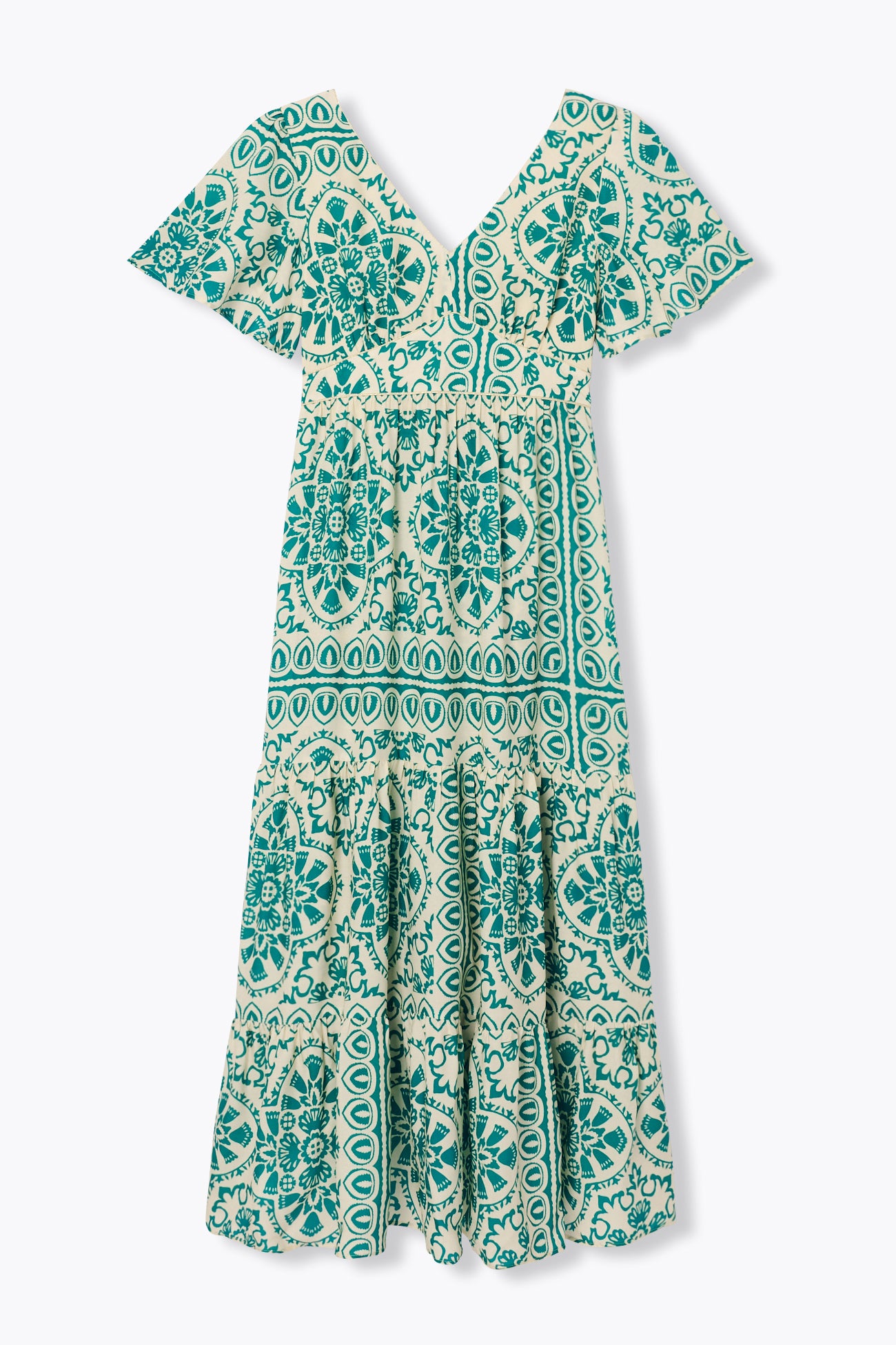 Low-back patterned dress - Ecru print