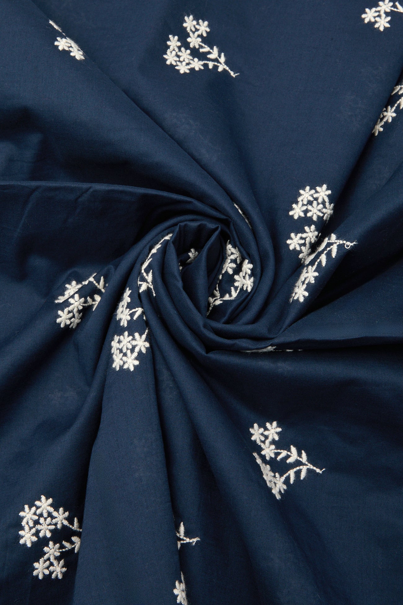 3m embroidered cotton fabric - Navy blue print